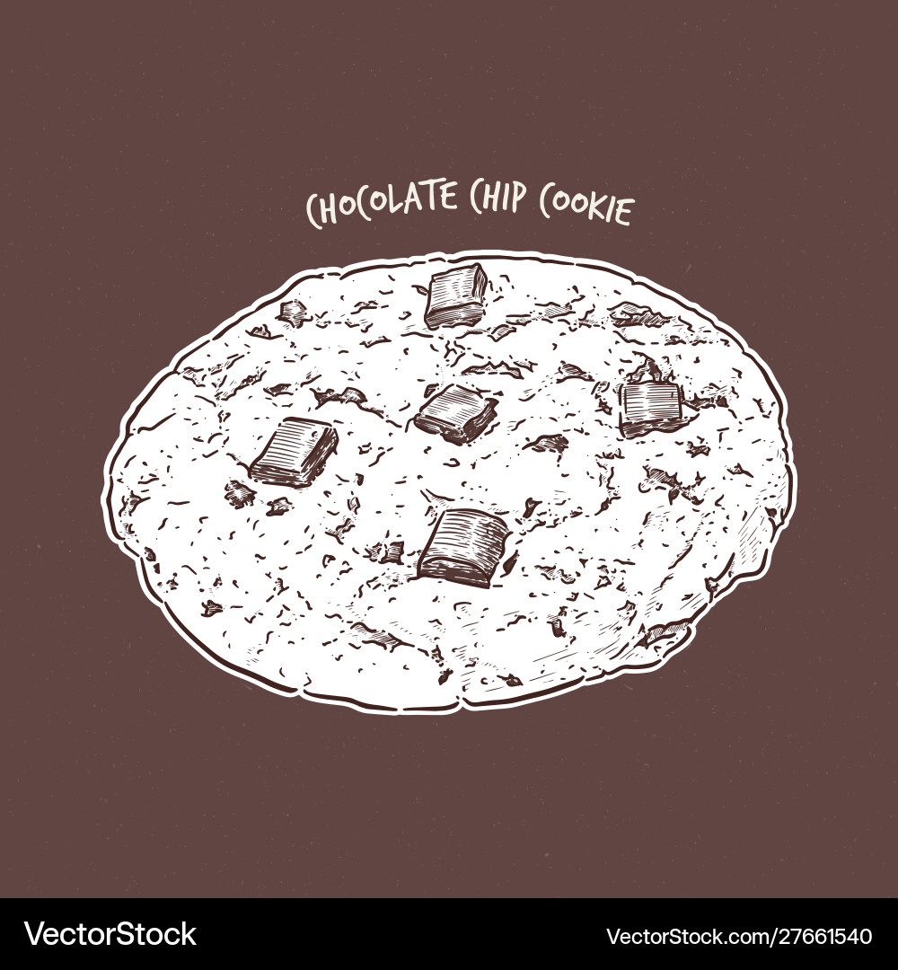 Chocolate-chip cookie hand draw sketch Royalty Free Vector