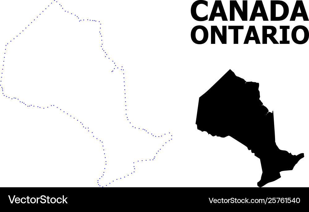 Contour dotted map ontario province Royalty Free Vector