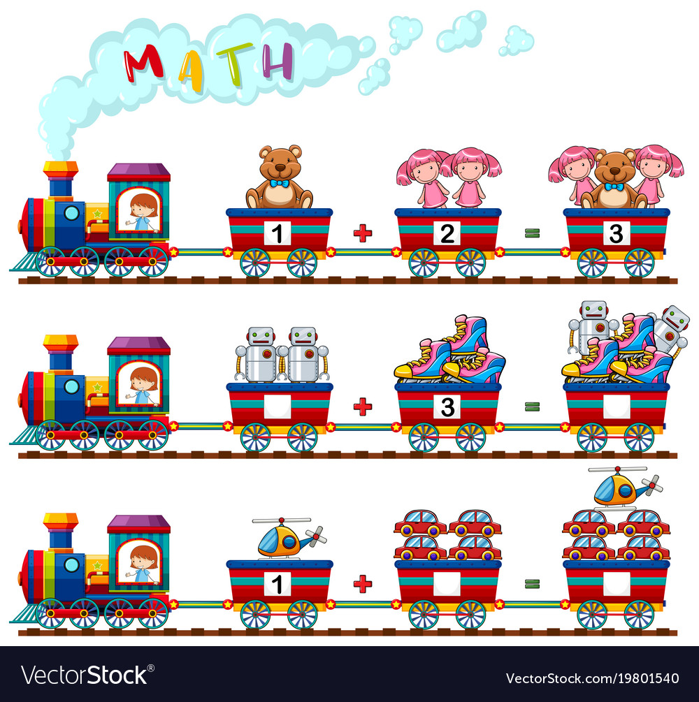 Counting numbers toys on train Royalty Free Vector Image