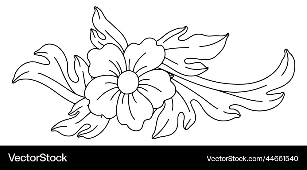 Decorative floral element in baroque style black Vector Image