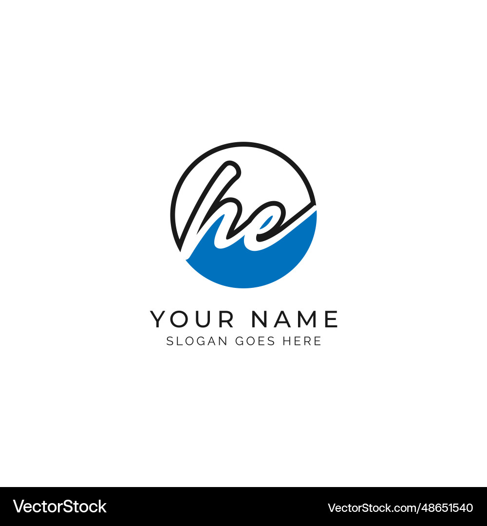 H e he initial letter handwritten signature logo Vector Image