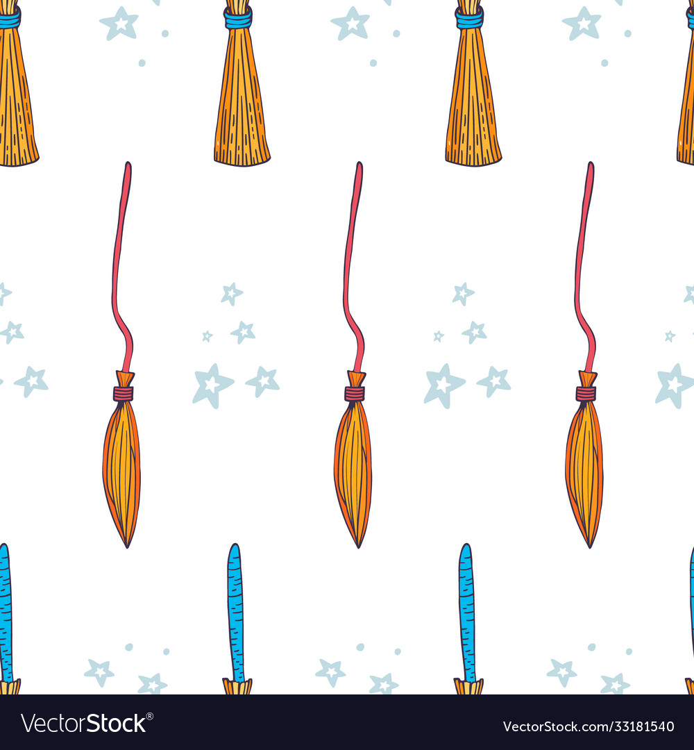 Halloween witch broom pattern easy-05 Royalty Free Vector
