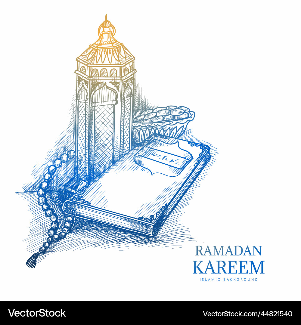 Hand drawn sketch ramadan kareem background Vector Image