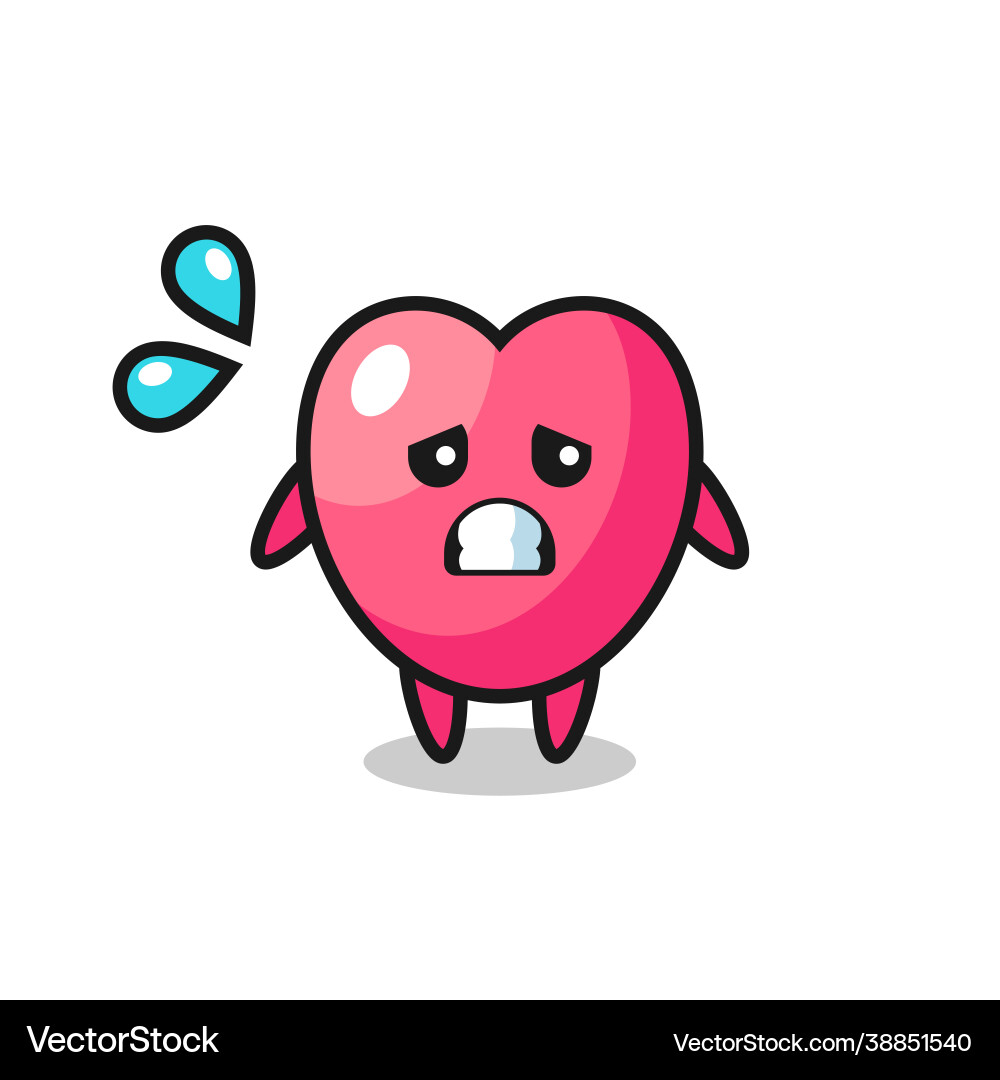 Heart symbol mascot character with afraid gesture Vector Image