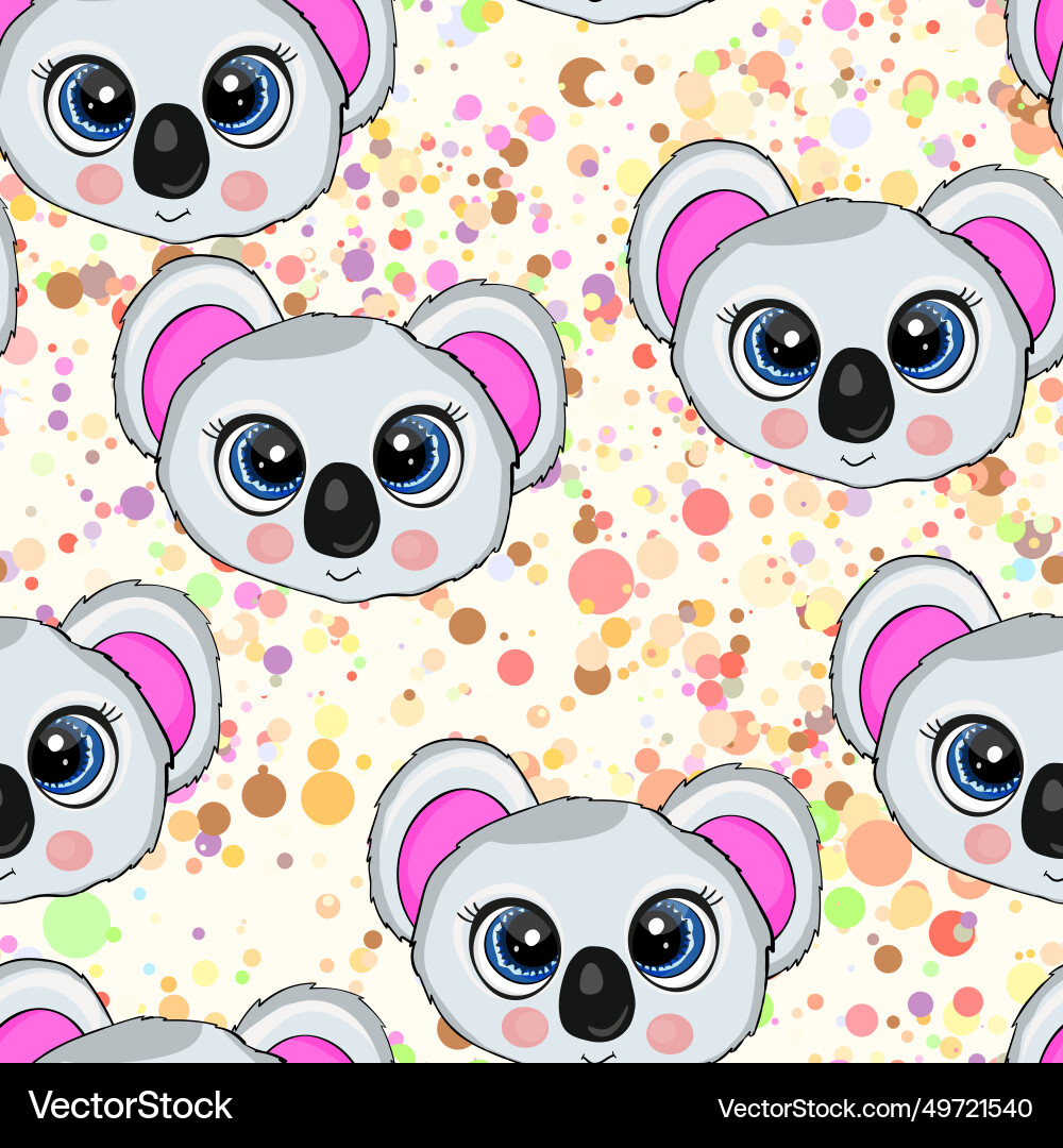 Seamless pattern with cute koala baby on color Vector Image