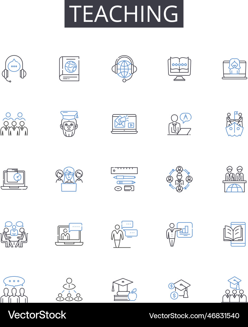 Teaching line icons collection undercover Vector Image