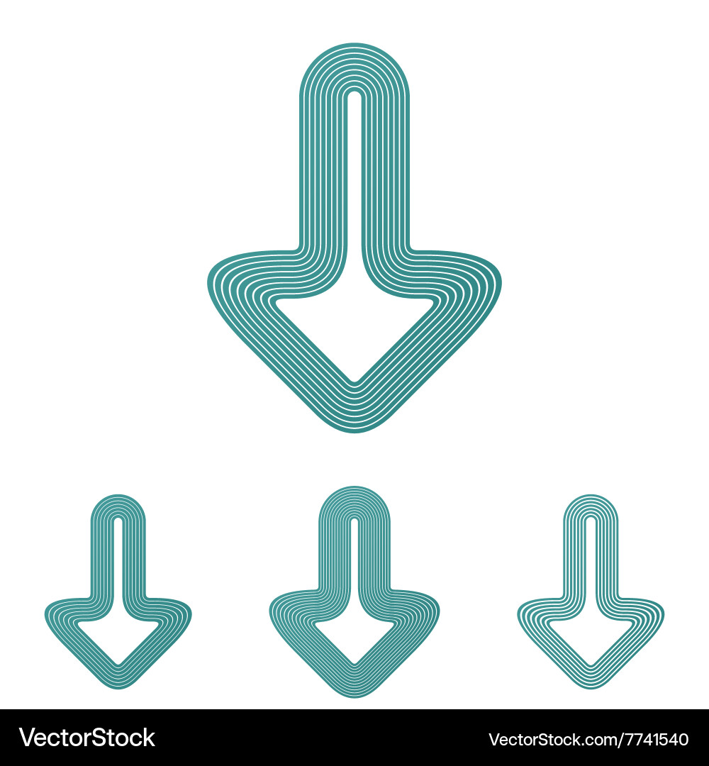 Teal line download logo design set Royalty Free Vector Image
