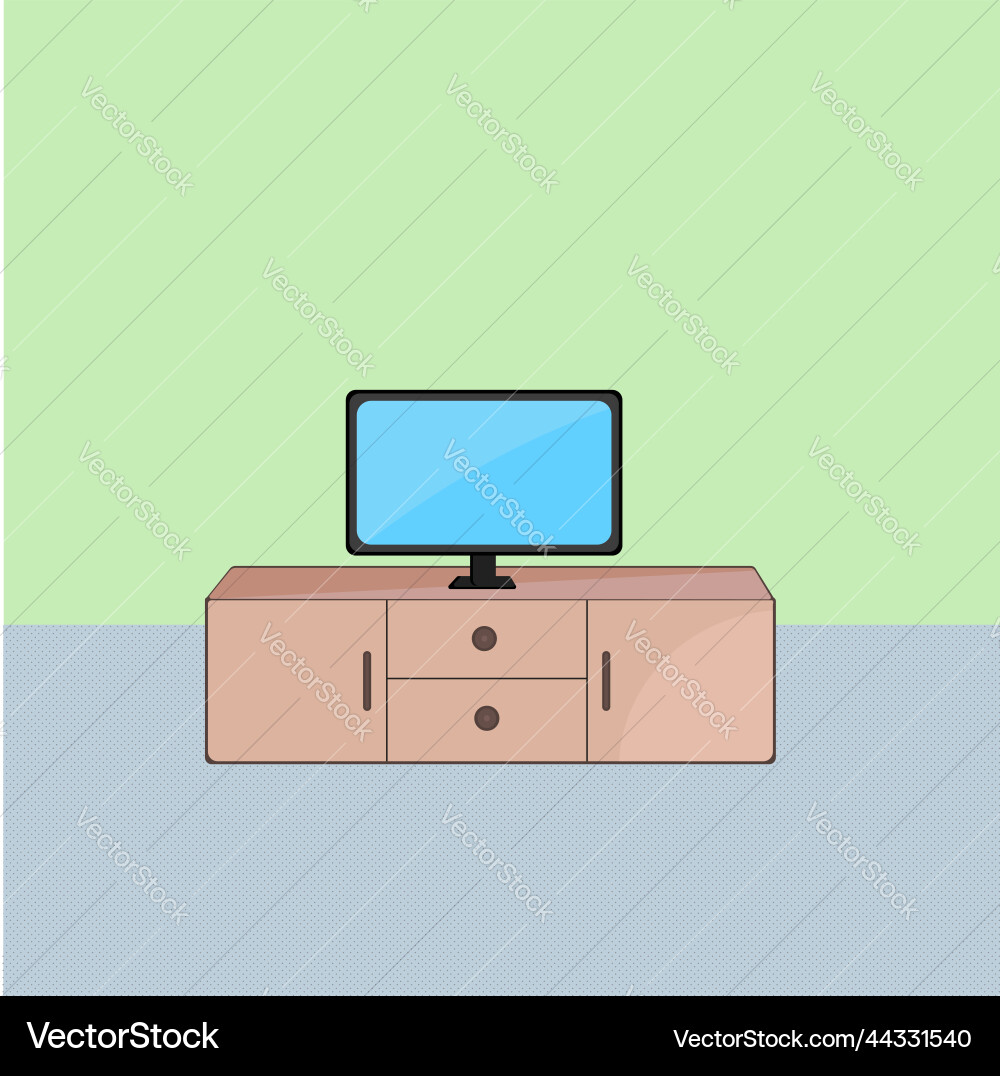 Tv on stand on a white background Royalty Free Vector Image