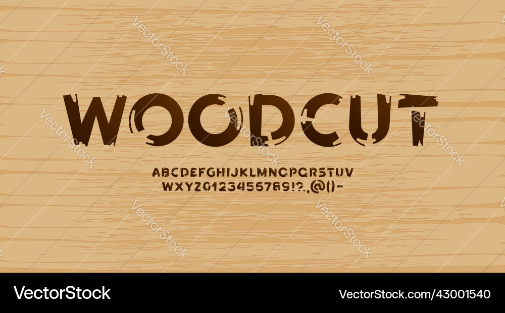 Wood cursive font brush stroke alphabet Royalty Free Vector