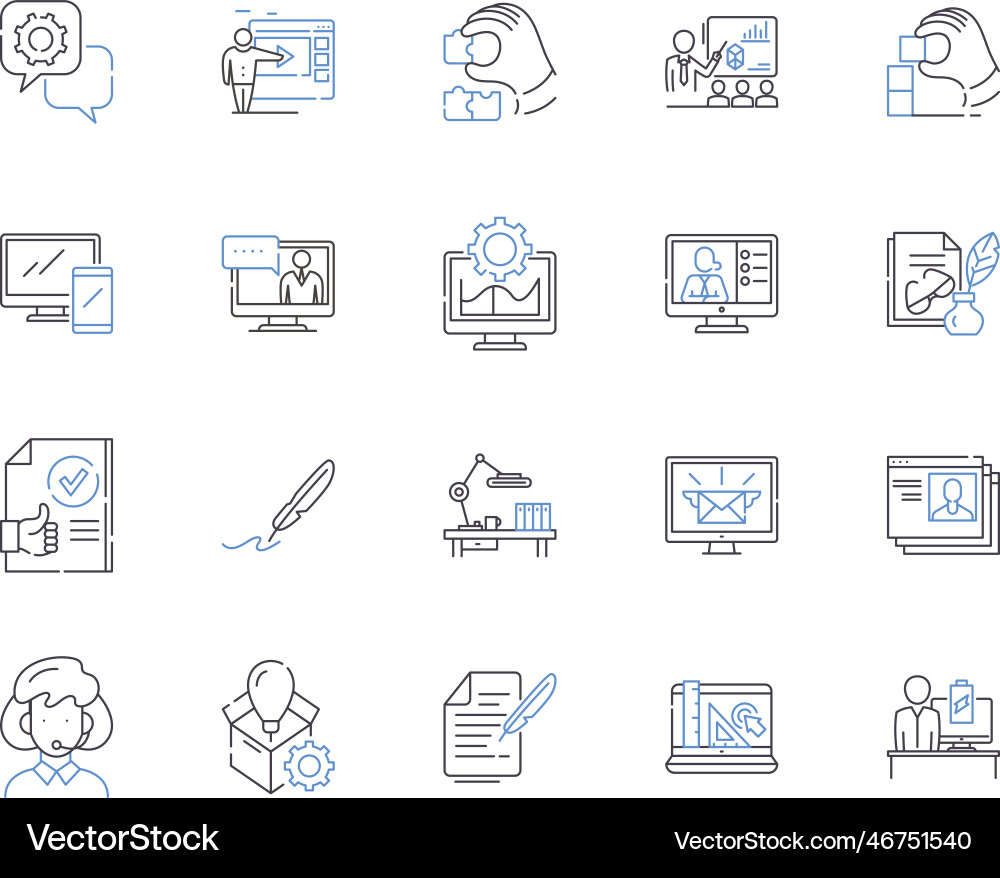 Workflow and office outline icons collection Vector Image