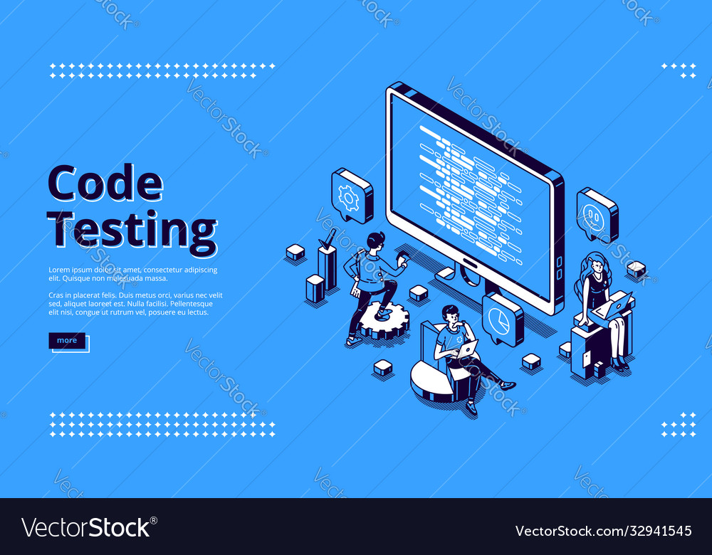 Cartoon banner code testing Royalty Free Vector Image