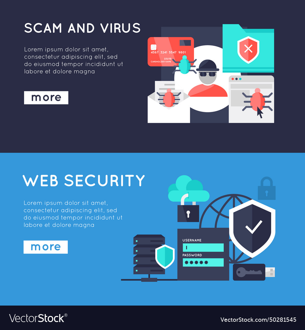 Computer security horizontal banners Royalty Free Vector