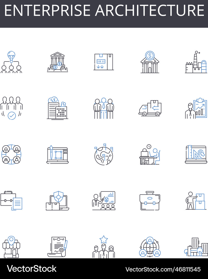Enterprise architecture line icons collection Vector Image