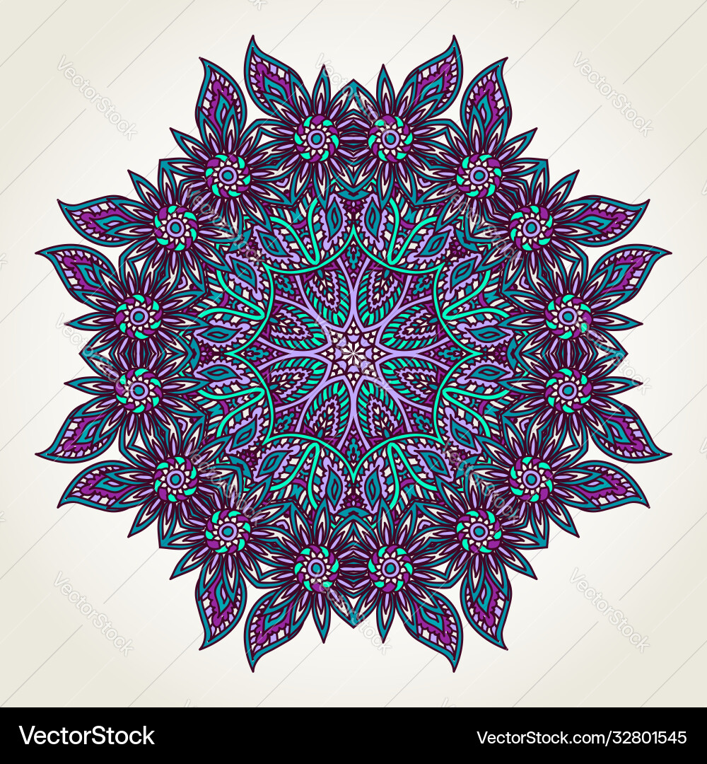 Floral doodle mandala Royalty Free Vector Image