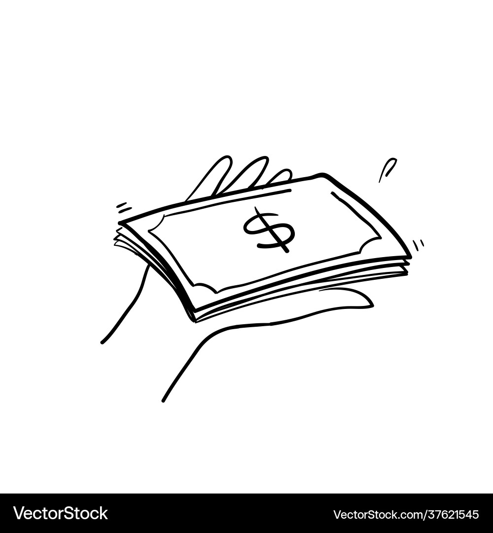 Hand drawn doodle bring and offering money Vector Image