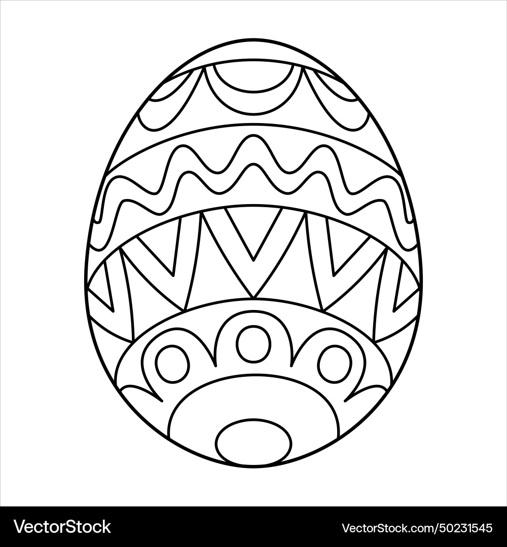 Hand drawn easter egg coloring book page Vector Image