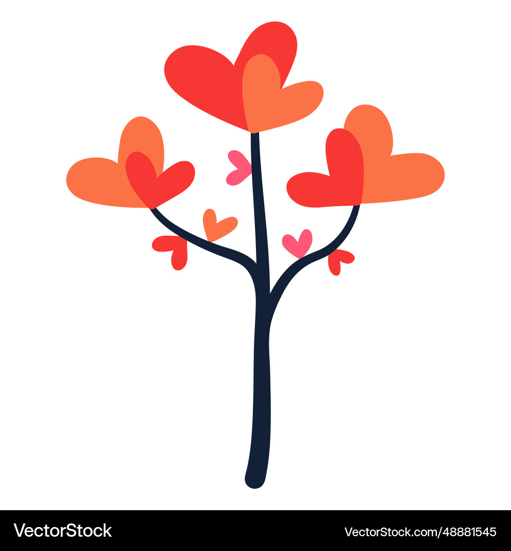 Heart leaves tree flat Royalty Free Vector Image