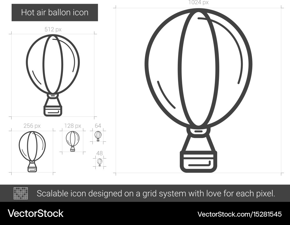 Hot air balloon line icon Royalty Free Vector Image