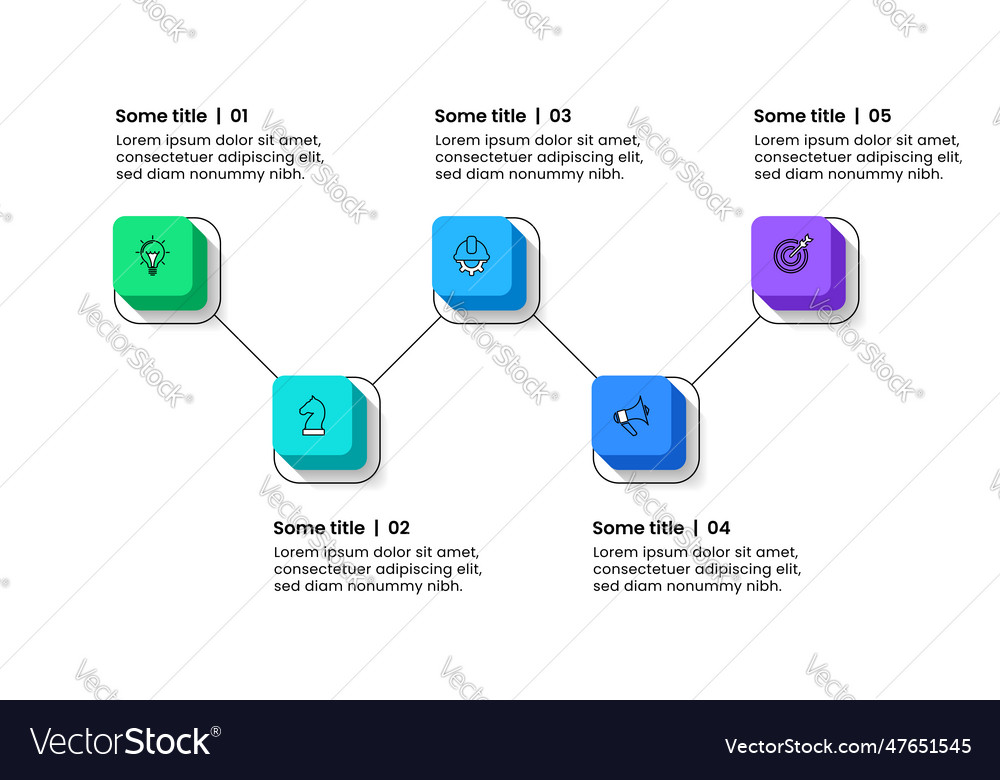 Infographic template 5 3d squares connected Vector Image
