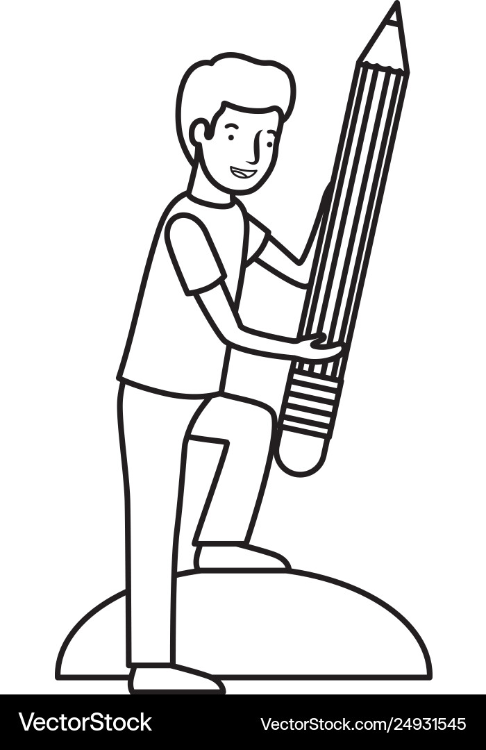 Man with pencil avatar character Royalty Free Vector Image