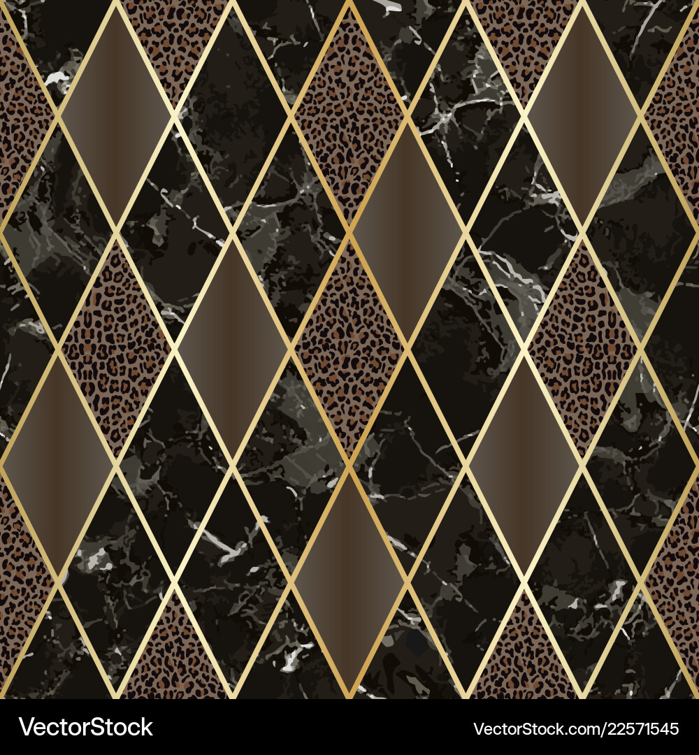 Marble and leopard luxury geometric seamless Vector Image