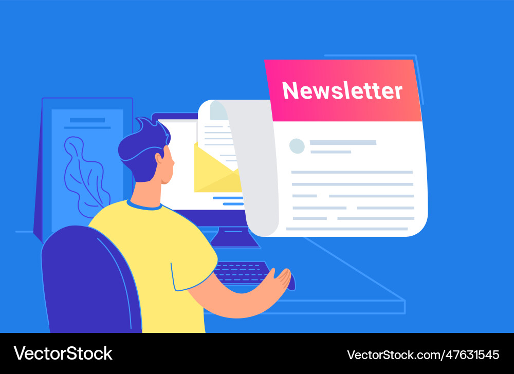 Newsletter monthly subscription flat Royalty Free Vector