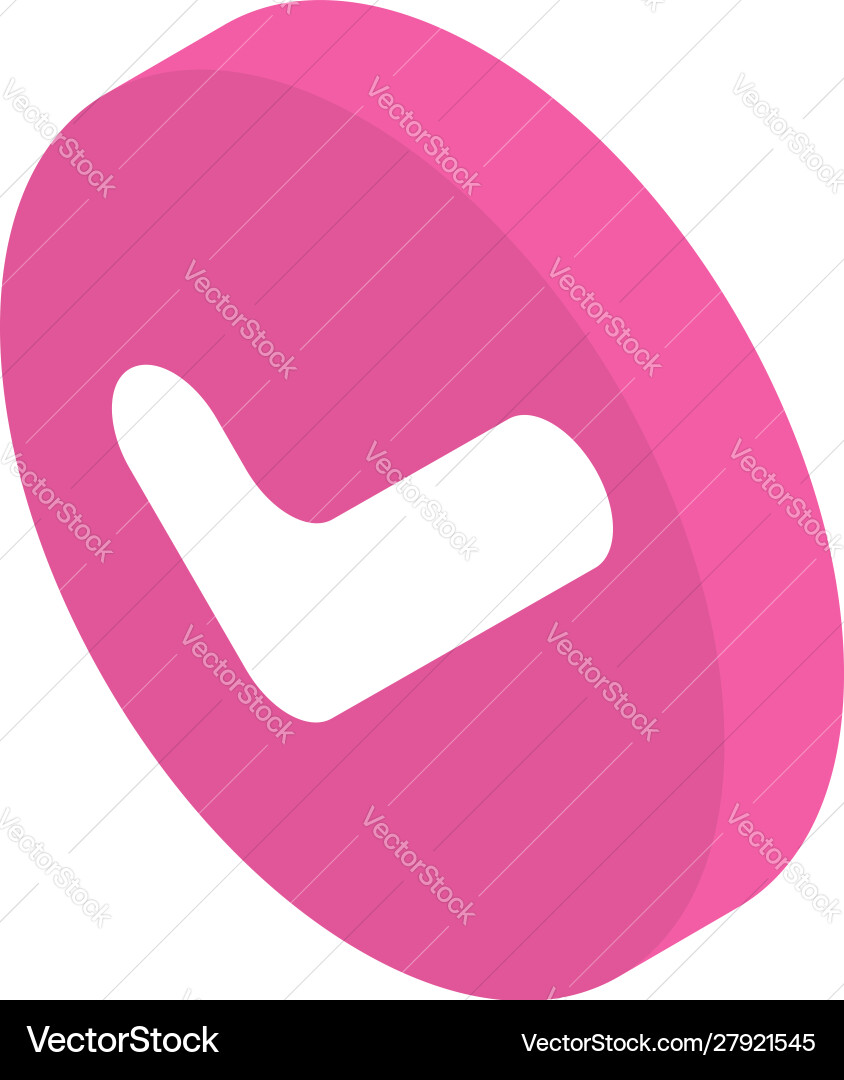 Pink approved sign icon isometric style Royalty Free Vector
