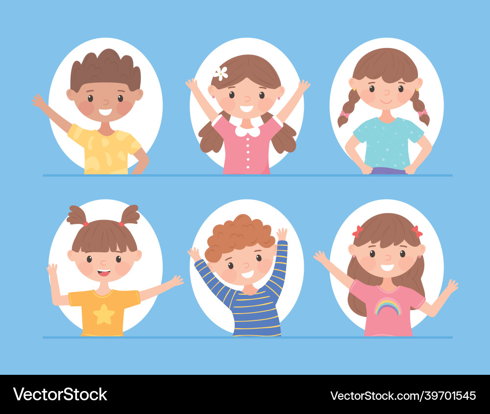 Portrait children cartoon Royalty Free Vector Image
