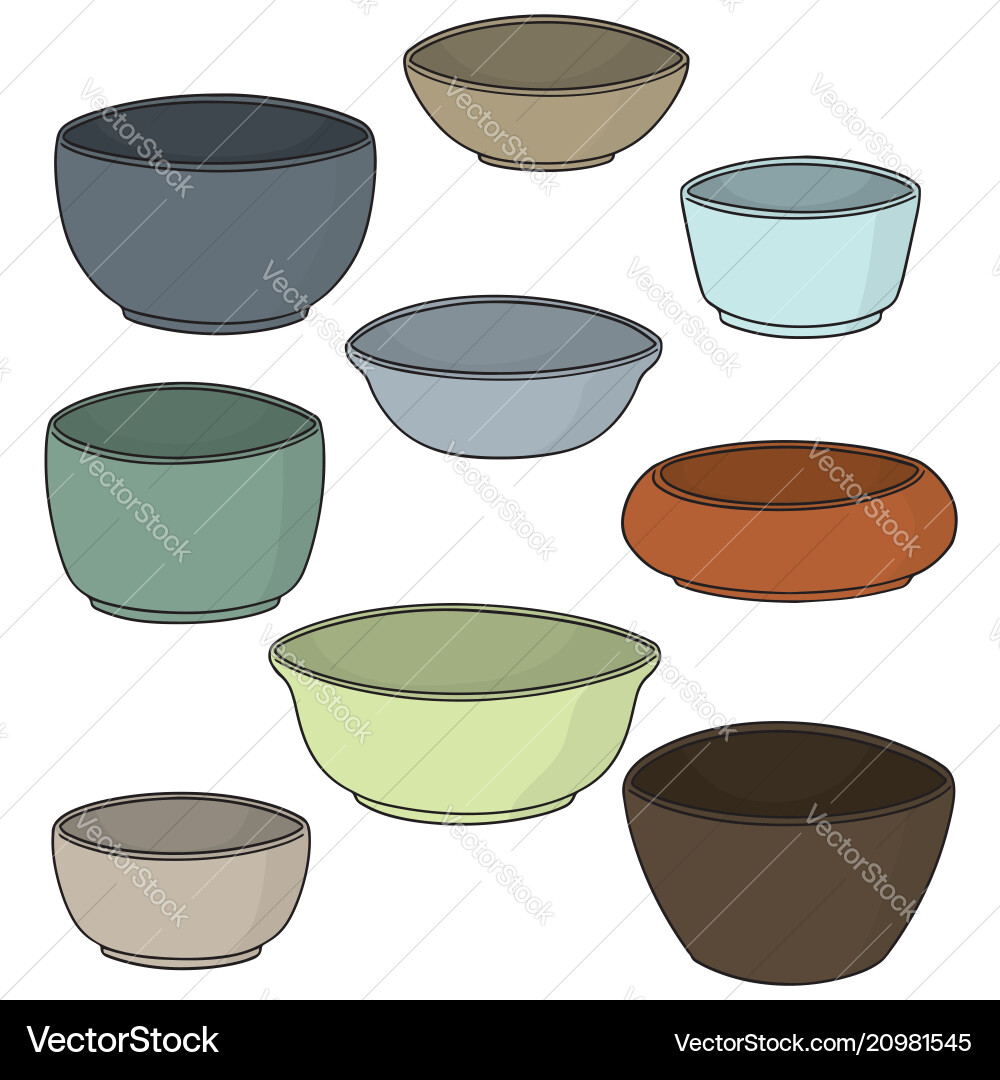 Set of bowl Royalty Free Vector Image - VectorStock