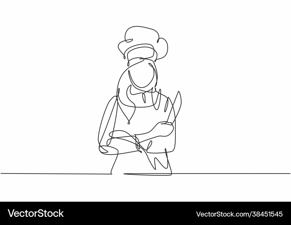 Single one line drawing young confident beauty Vector Image