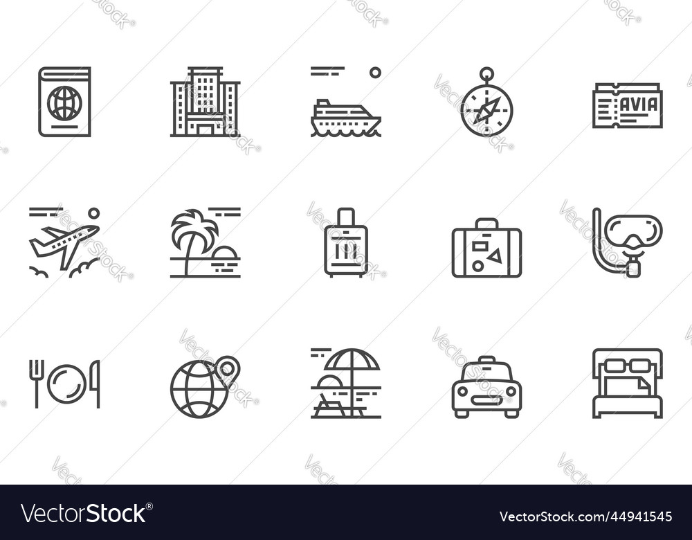 Travel line icons set Royalty Free Vector Image