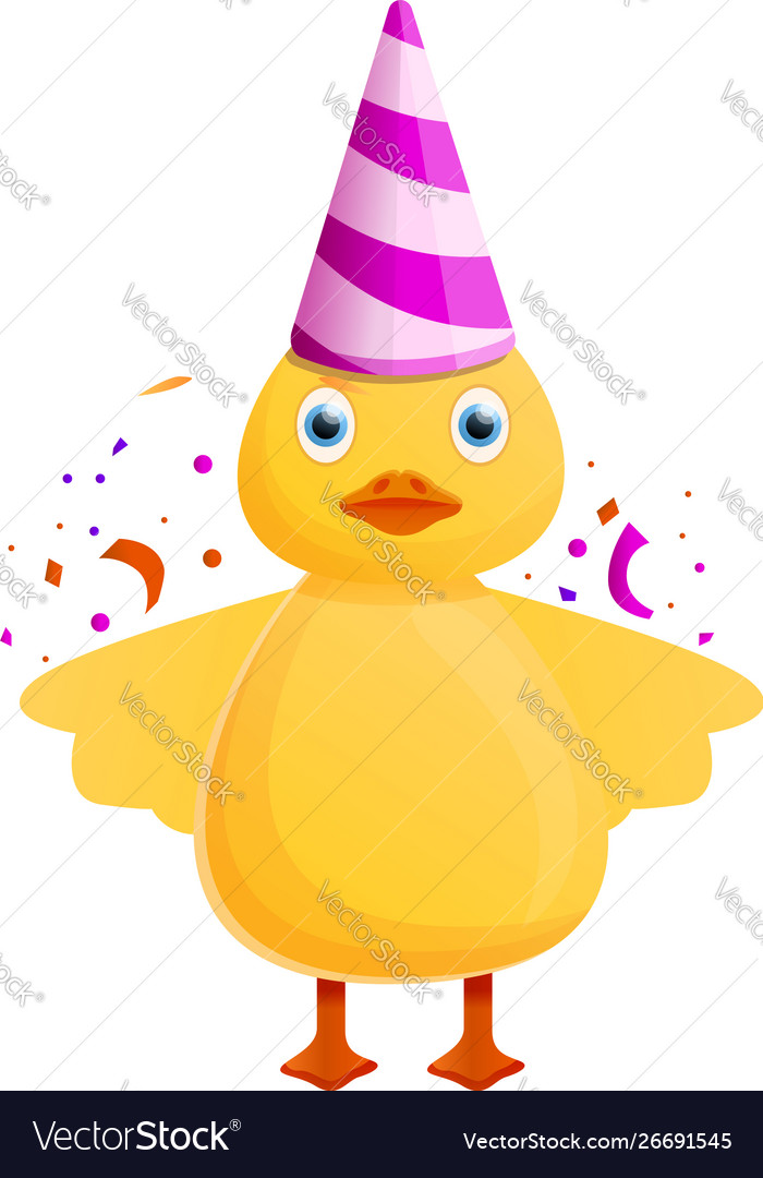 Yellow Duck Birthday Icon Cartoon Style Royalty Free Vector