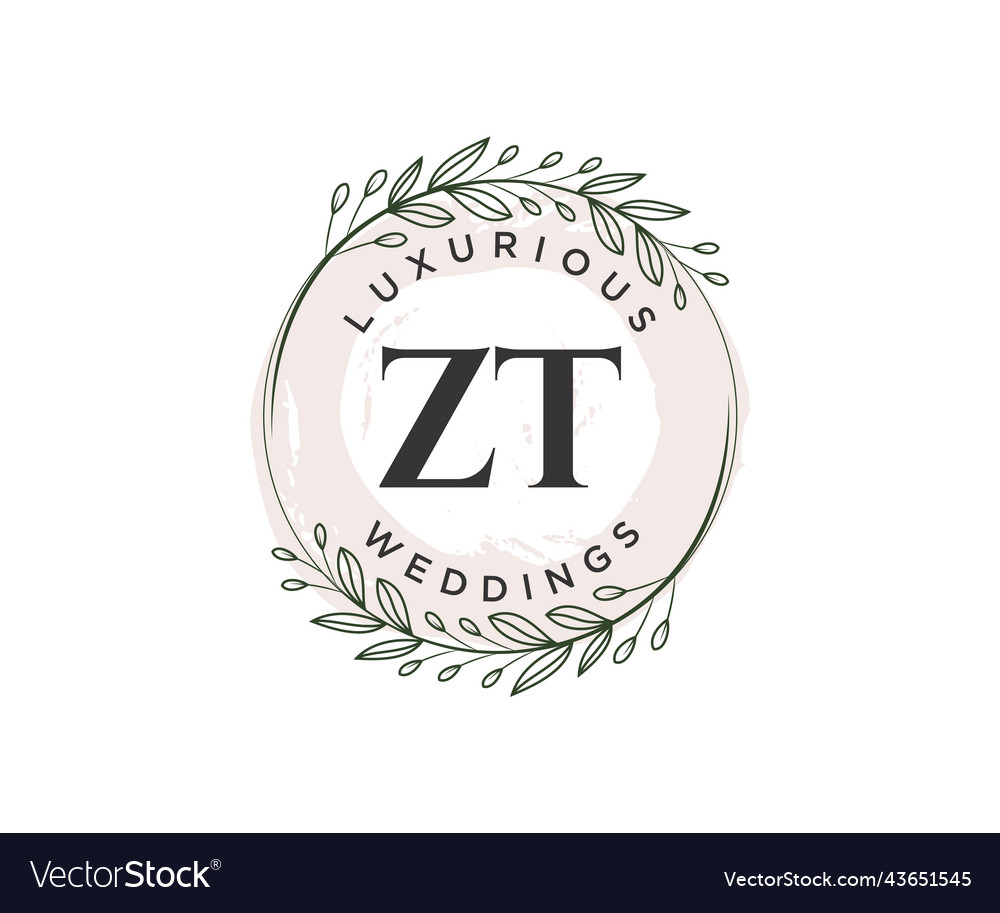 Zt initials letter wedding monogram logos Vector Image