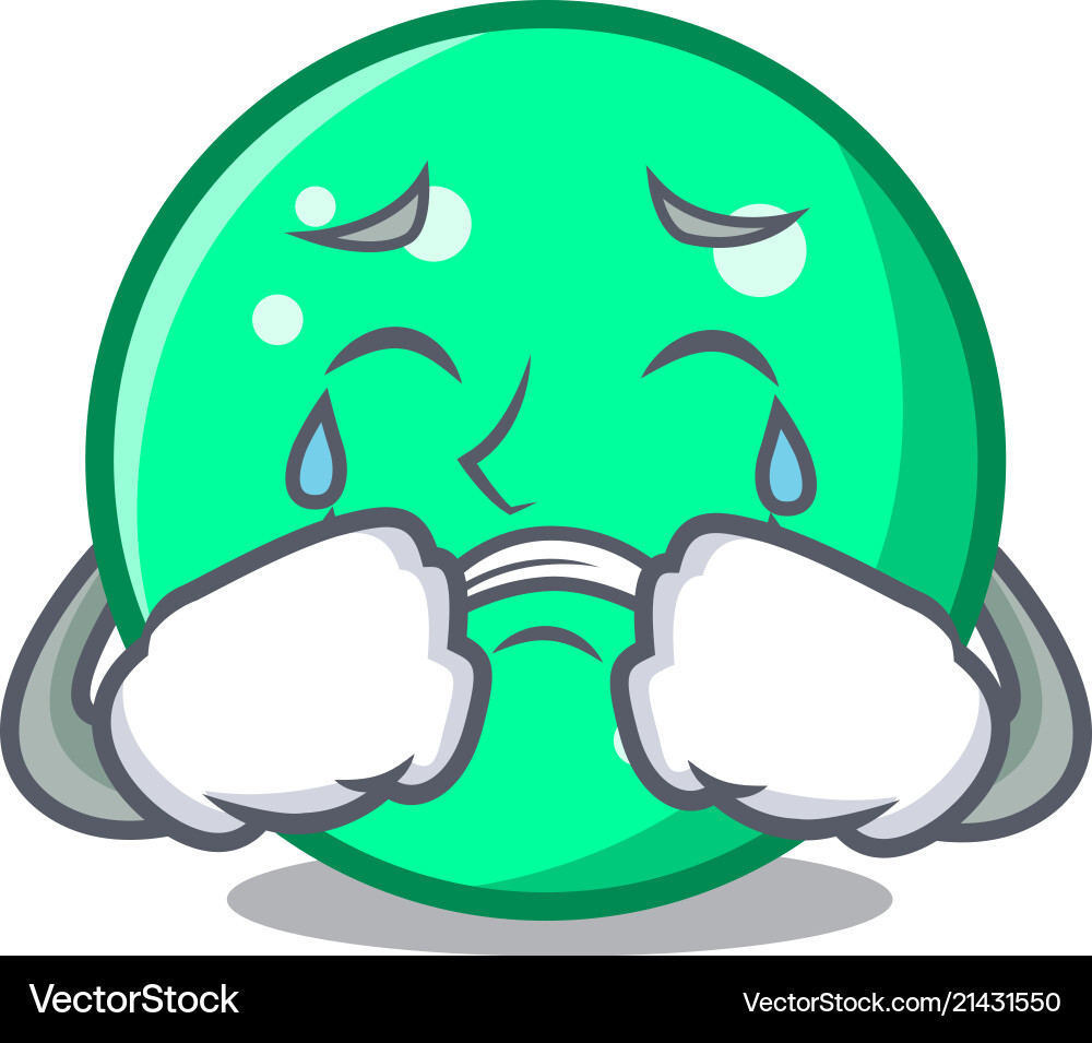 Crying circle mascot cartoon style Royalty Free Vector Image