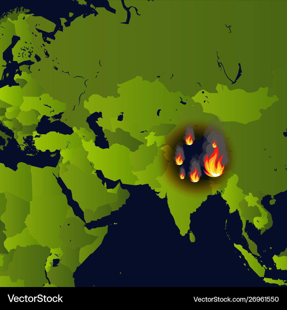 Forest fires banner fire place on map disaster Vector Image