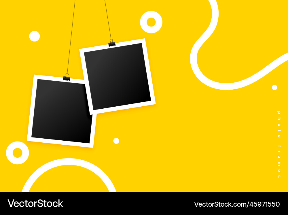 Hanging style two photo frame modern template Vector Image