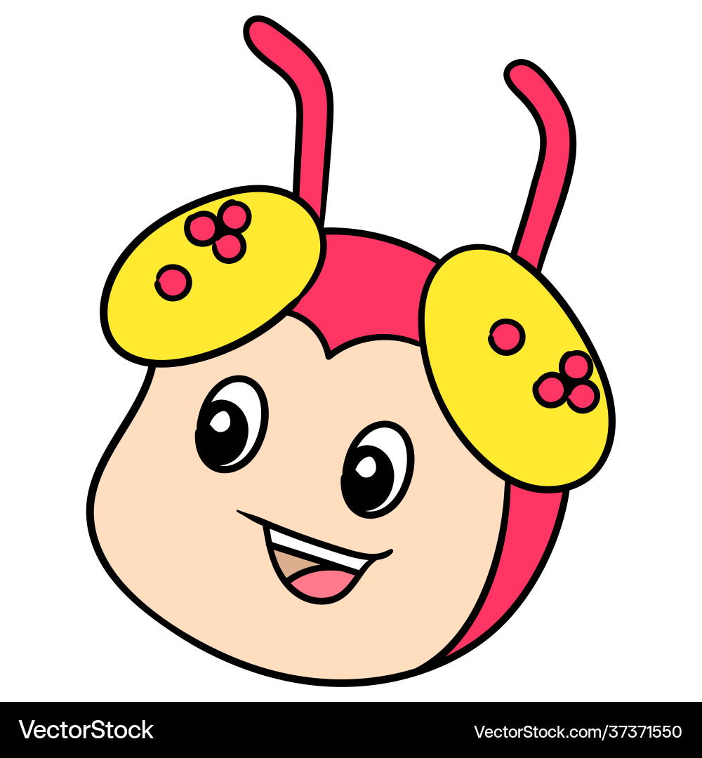 Head a cute faced insect has two antennae Vector Image