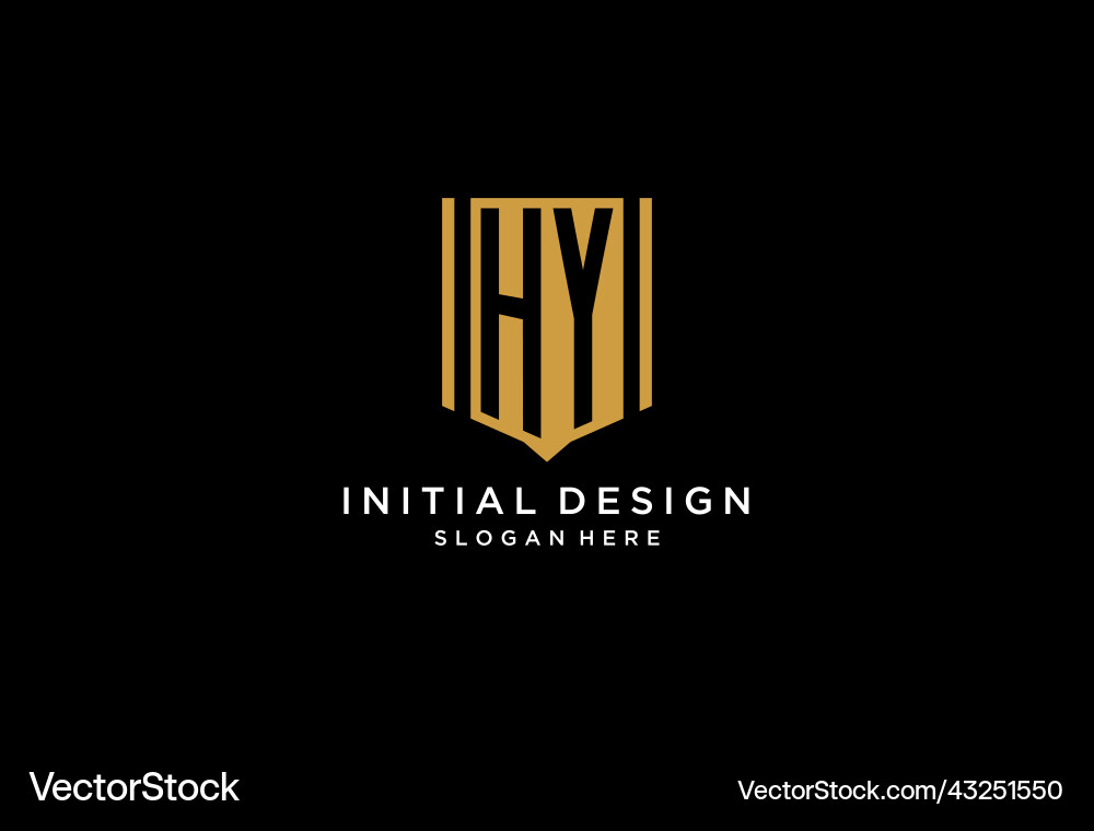 Hy monogram logo with geometric shield icon design