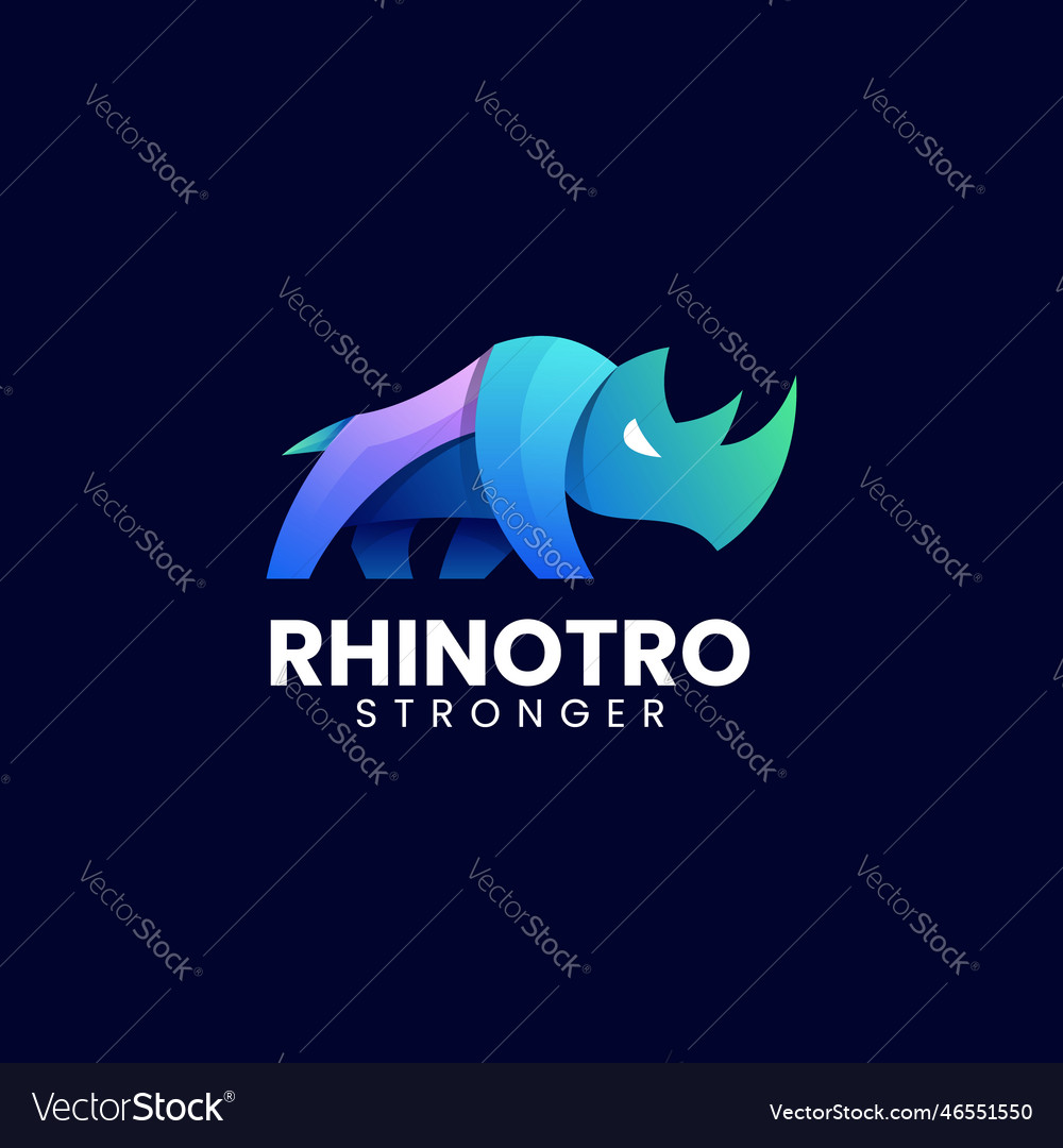 Logo rhino gradient colorful style Royalty Free Vector Image