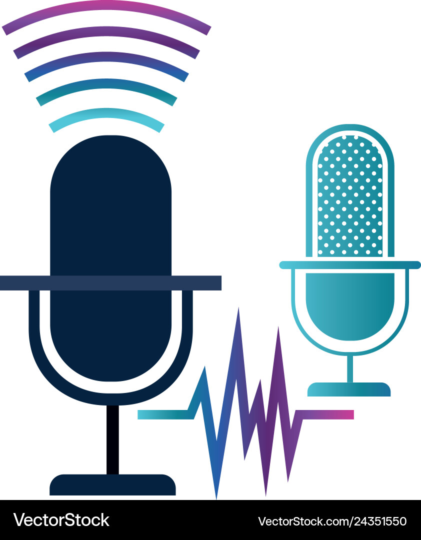 Microphone with sound wave isolated icon Vector Image