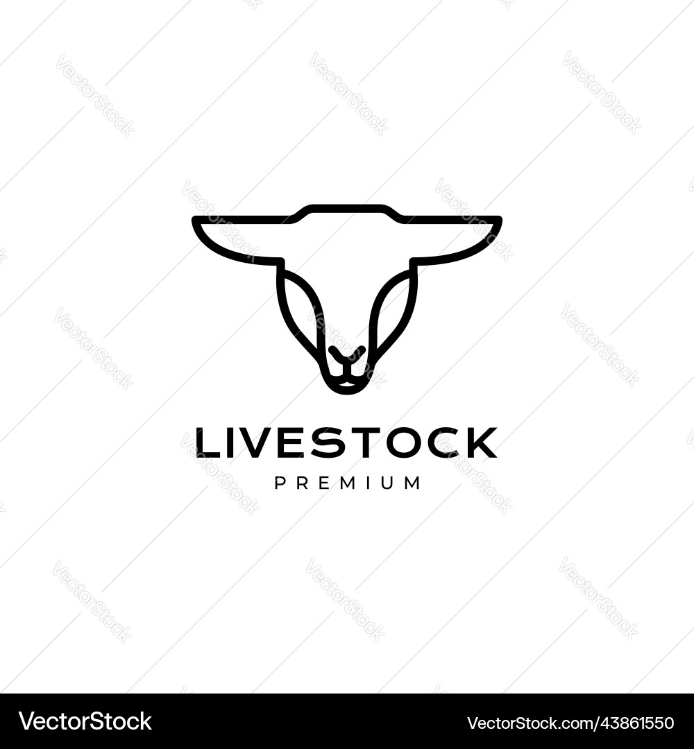 Minimal geometric head goat logo design Royalty Free Vector