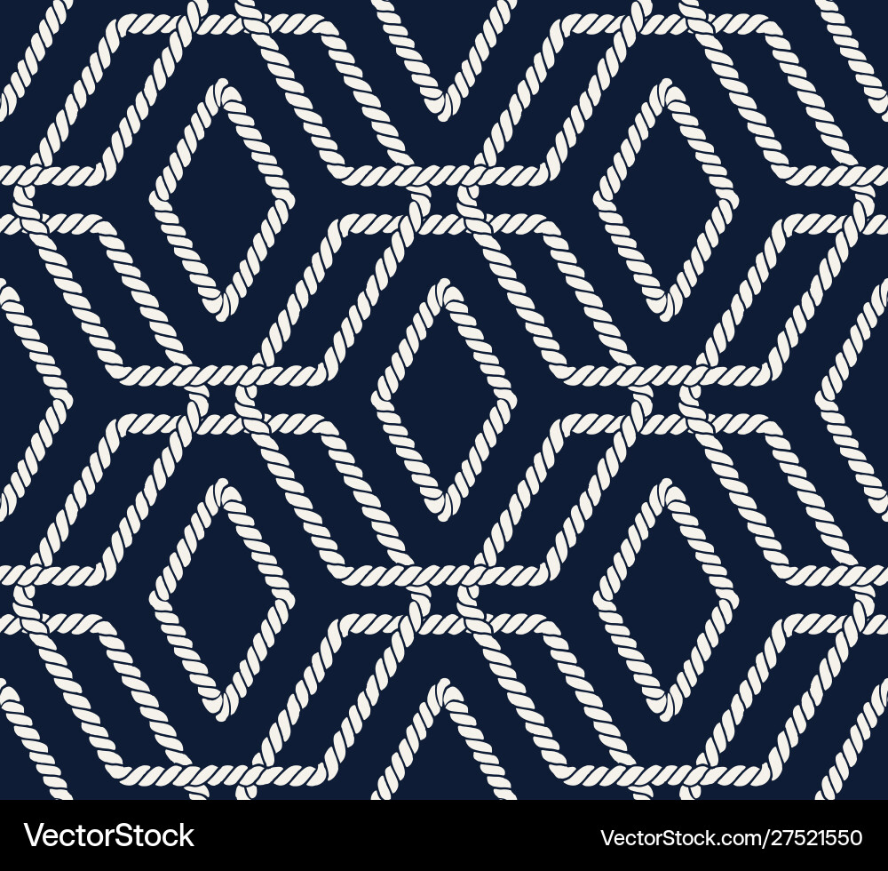 Seamless nautical rope pattern with hexagon shapes