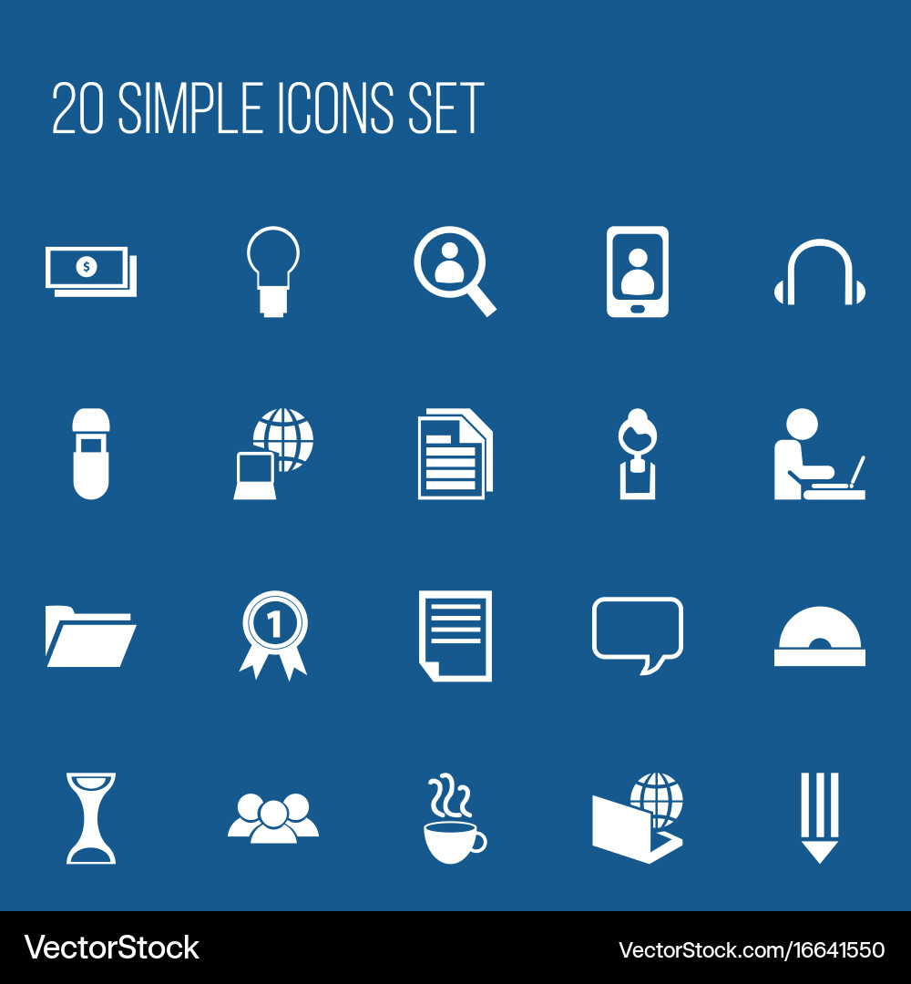 Set 20 editable office icons includes symbols Vector Image