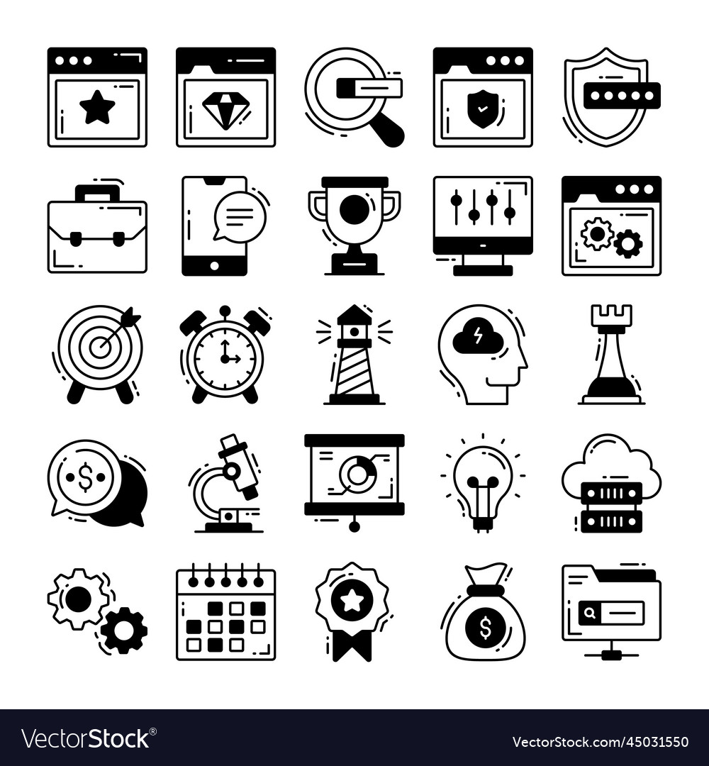 Set of seo icons for web design development seo Vector Image