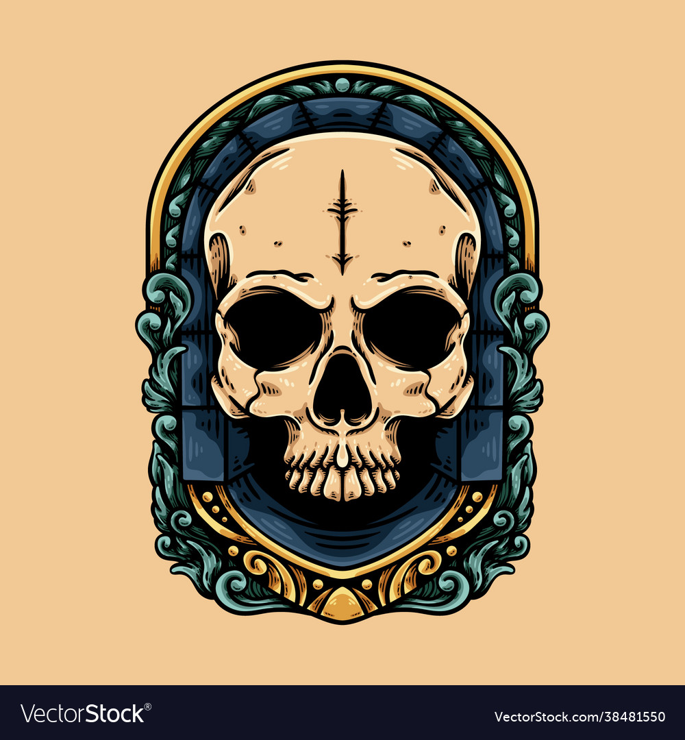 Skull with baroque ornament Royalty Free Vector Image