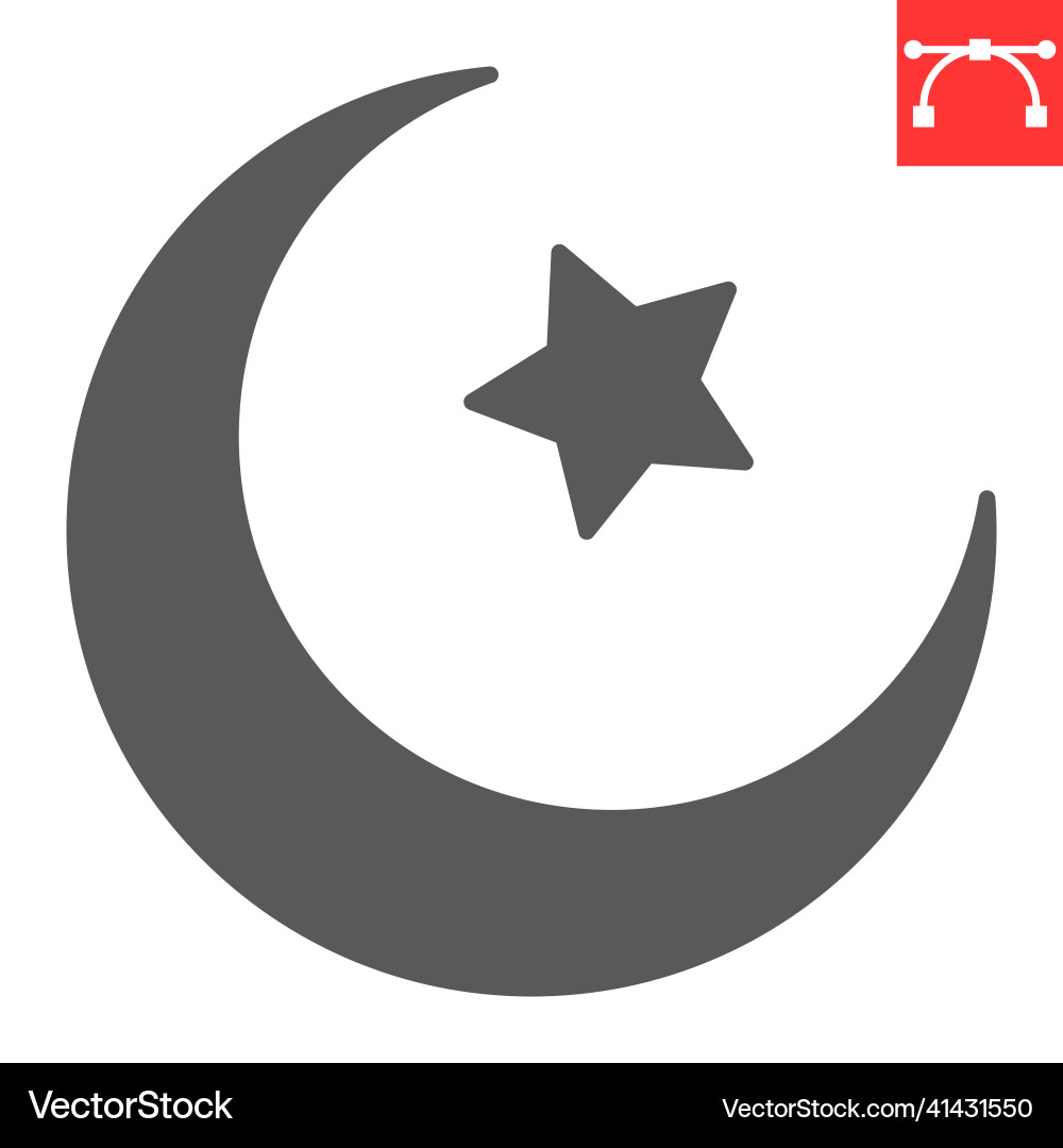 Star and crescent glyph icon Royalty Free Vector Image