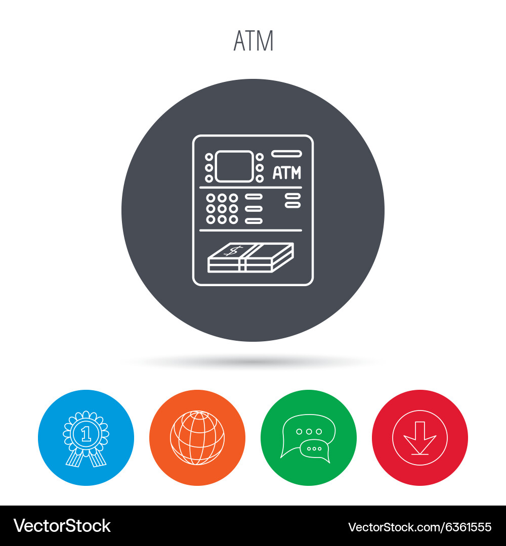 Atm icon automatic cash withdrawal sign Royalty Free Vector