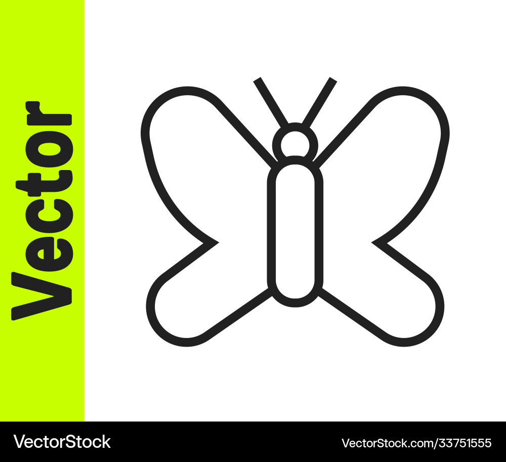 Black line butterfly icon isolated on white Vector Image
