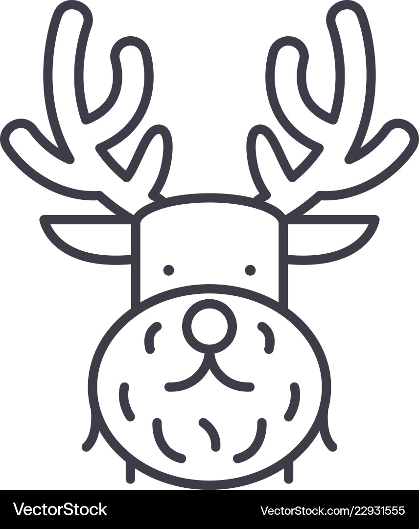 Christmas deer line icon concept Royalty Free Vector Image