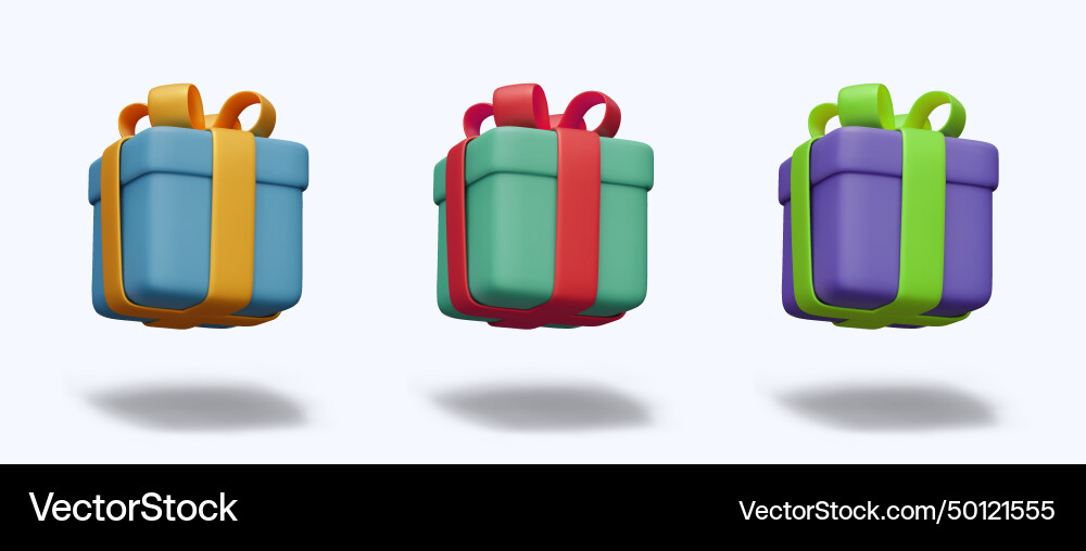 Collection of square gift boxes realistic Vector Image